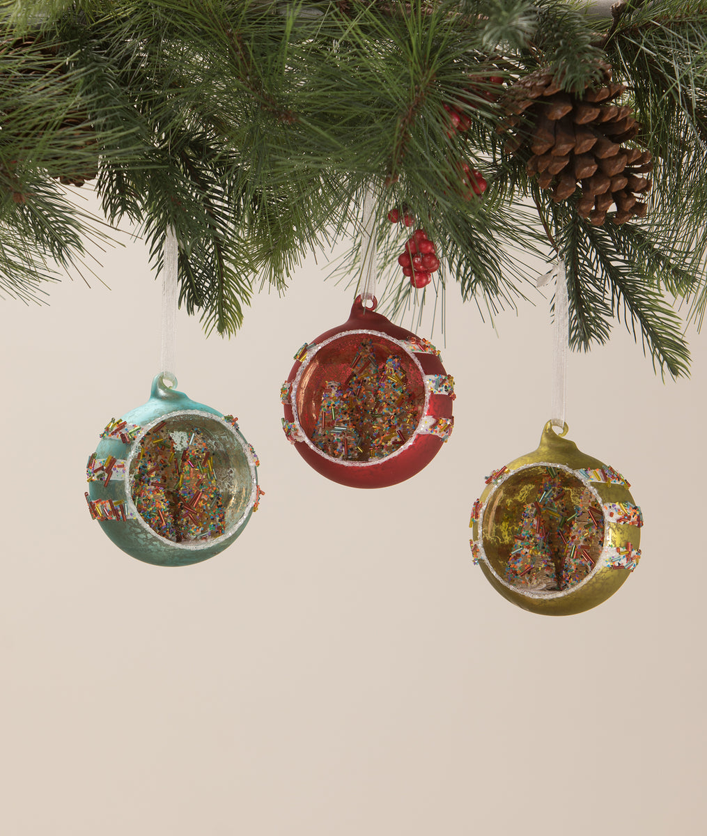 Glass Ball With Indent Bottle Brush Tree Ornaments – Bethany Lowe ...